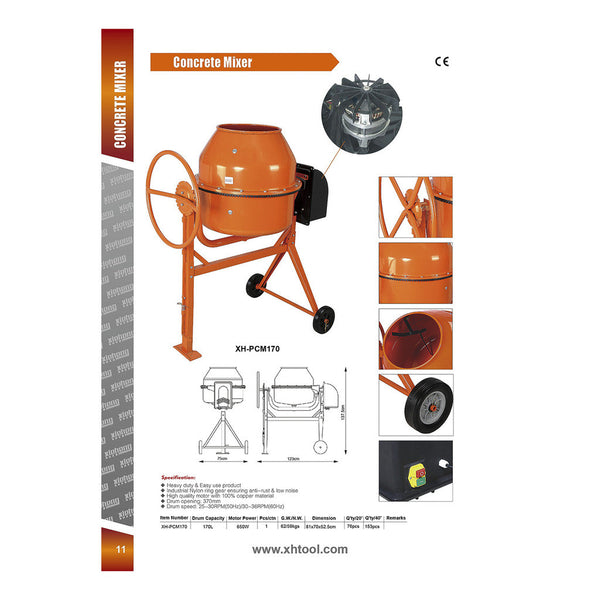 170L CONCRETE MIXER XH-PCM170 – King Tools and Equipment
